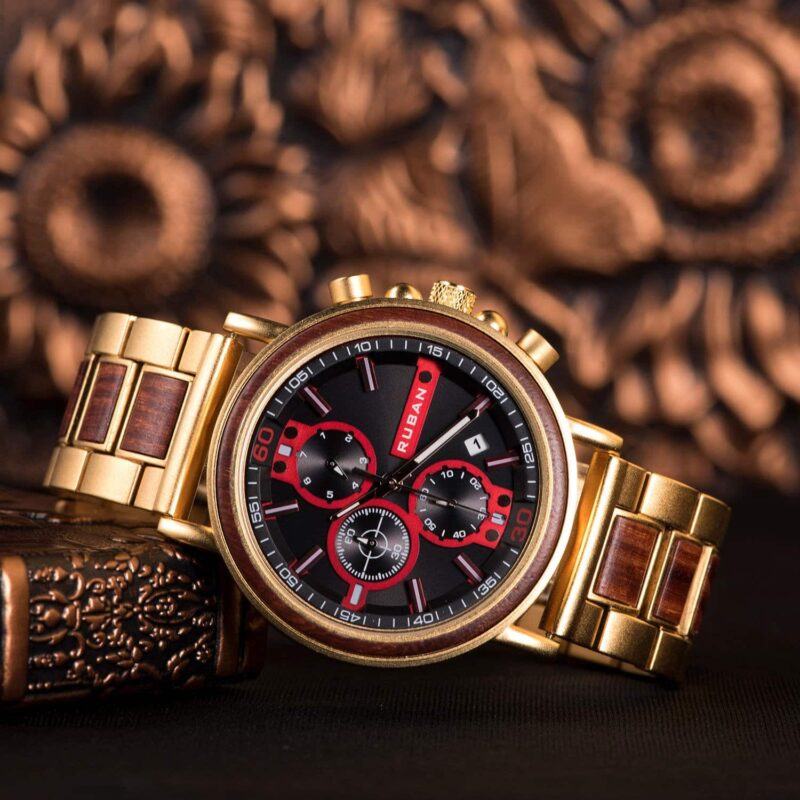 Rosewood Gold Personalized Wood Watch - Lancelot