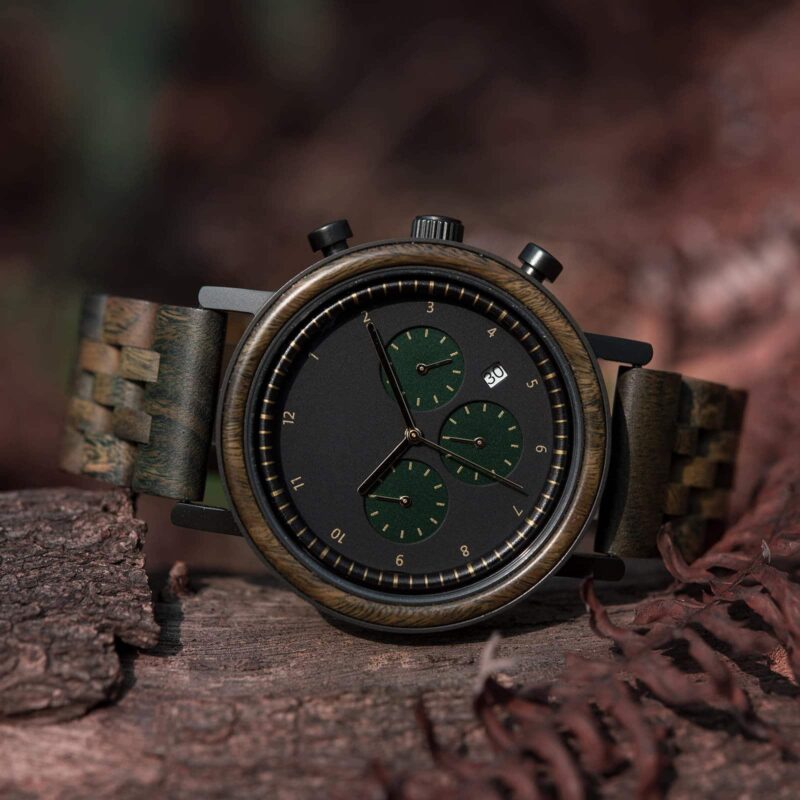 Classic Multifunction Sandalwood Wood Watch Green - Aton