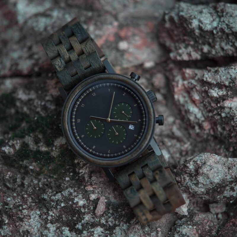 Classic Multifunction Sandalwood Wood Watch Green - Aton