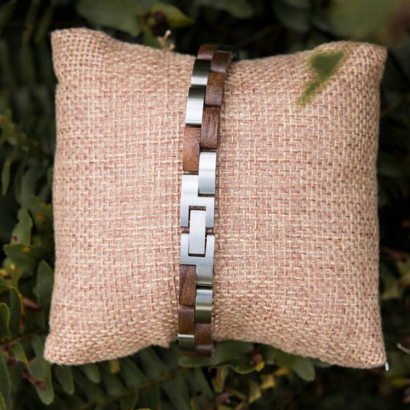Walnut Wooden Bracelets Silver Handmade Natural - Rondo