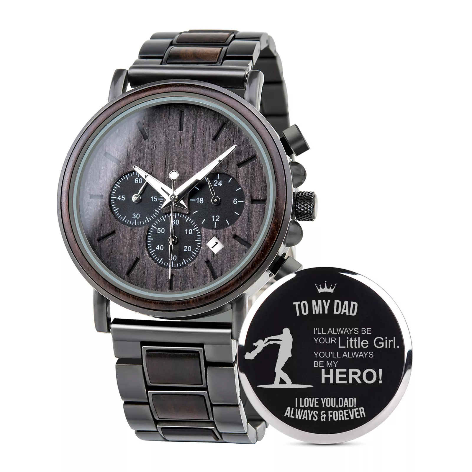 Engraved Wooden Watches Ebony – Gift For Dad